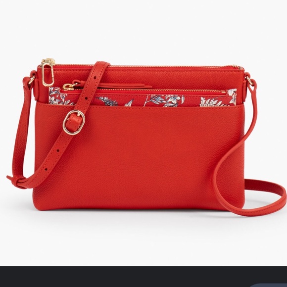 Talbots | Bags | Talbots Red Leather Crossbody Bag With Insert Purse ...